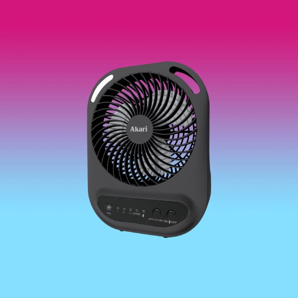 Akari ARBF-5512MB 6" Rechargeable Box Fan w/ Speaker & LED - CONST.PH